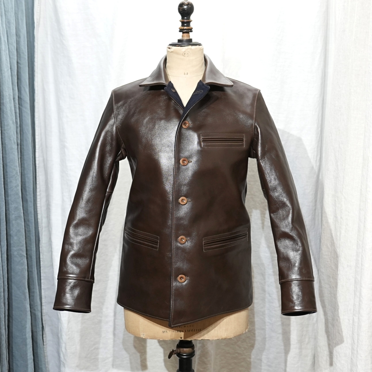 コリンボハンティンググッズ ストックマンズ レザー コート ブラウン ホースハイド | BRYWB ONLINE